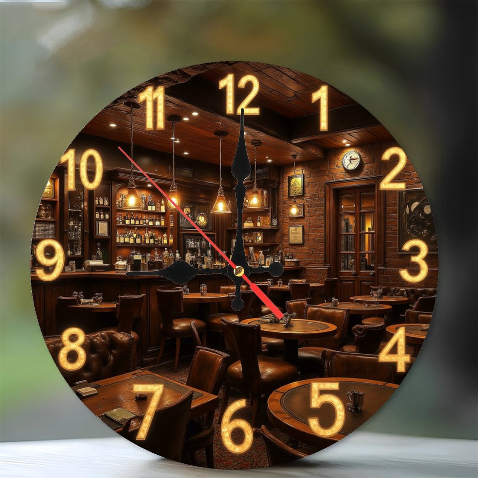 Vintage Bar Clock Wall Decor， Rustic Pub Clock， Leather Chairs 10-Inch ...