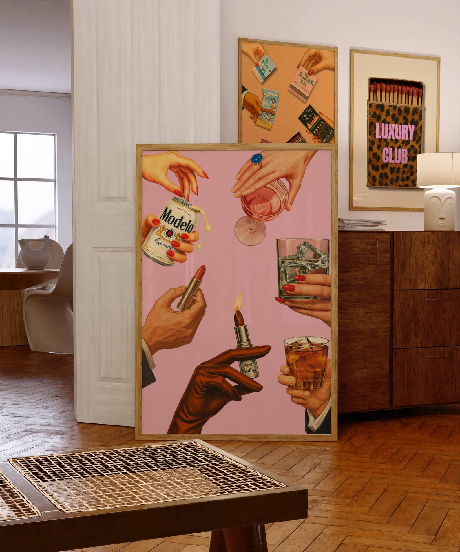 Vintage Bar Hands Art Poster, Retro Alcohol Drink Illustration Wall ...