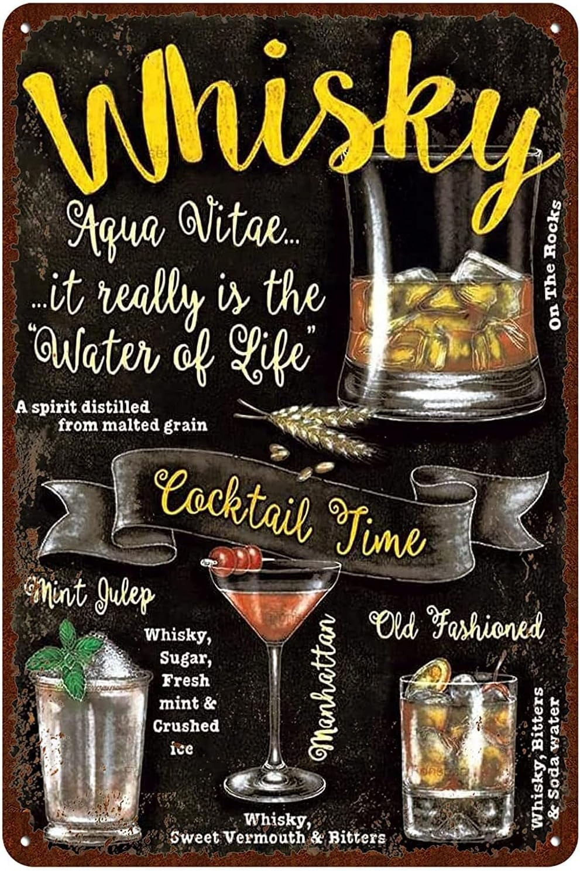 Vintage Bar Sign Classic Whisky Cocktail Tin Sign, Cocktail Menu Metal ...