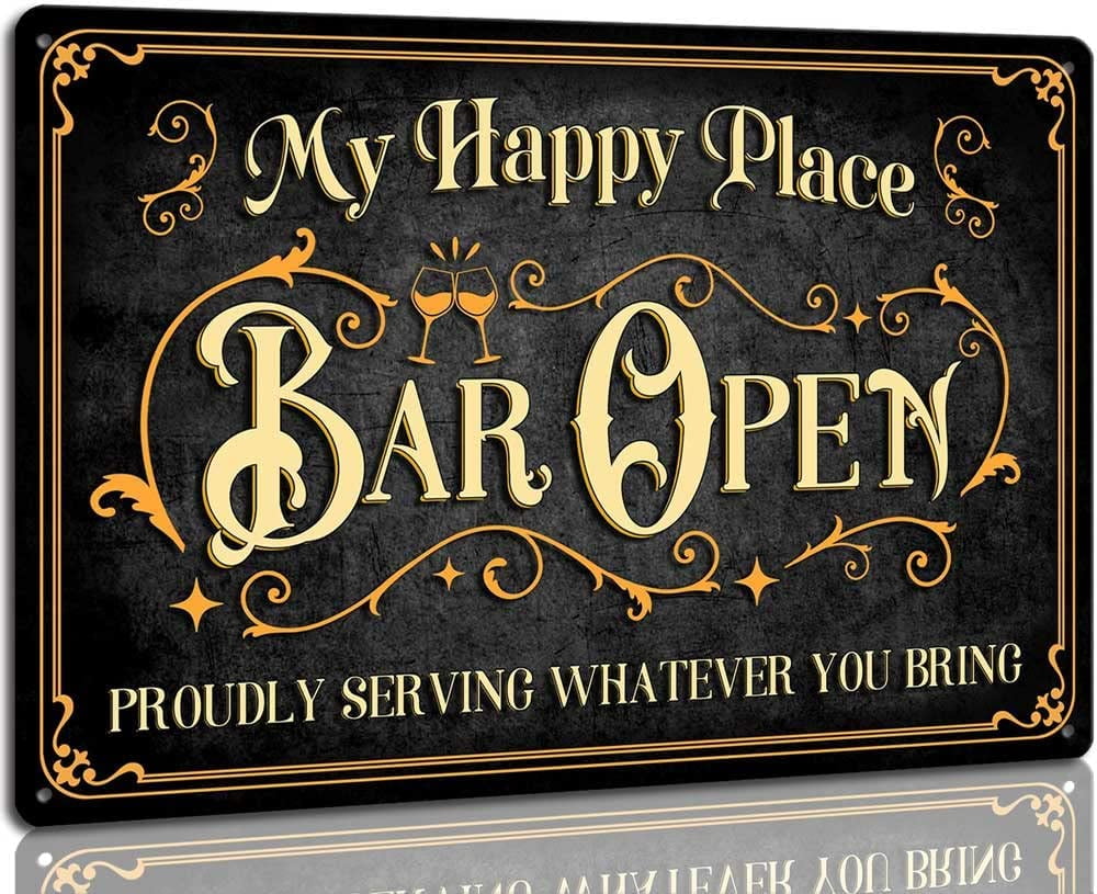 Vintage Bar Signs for Home Bar Decor Bar Open Metal Sign for Pub Man ...