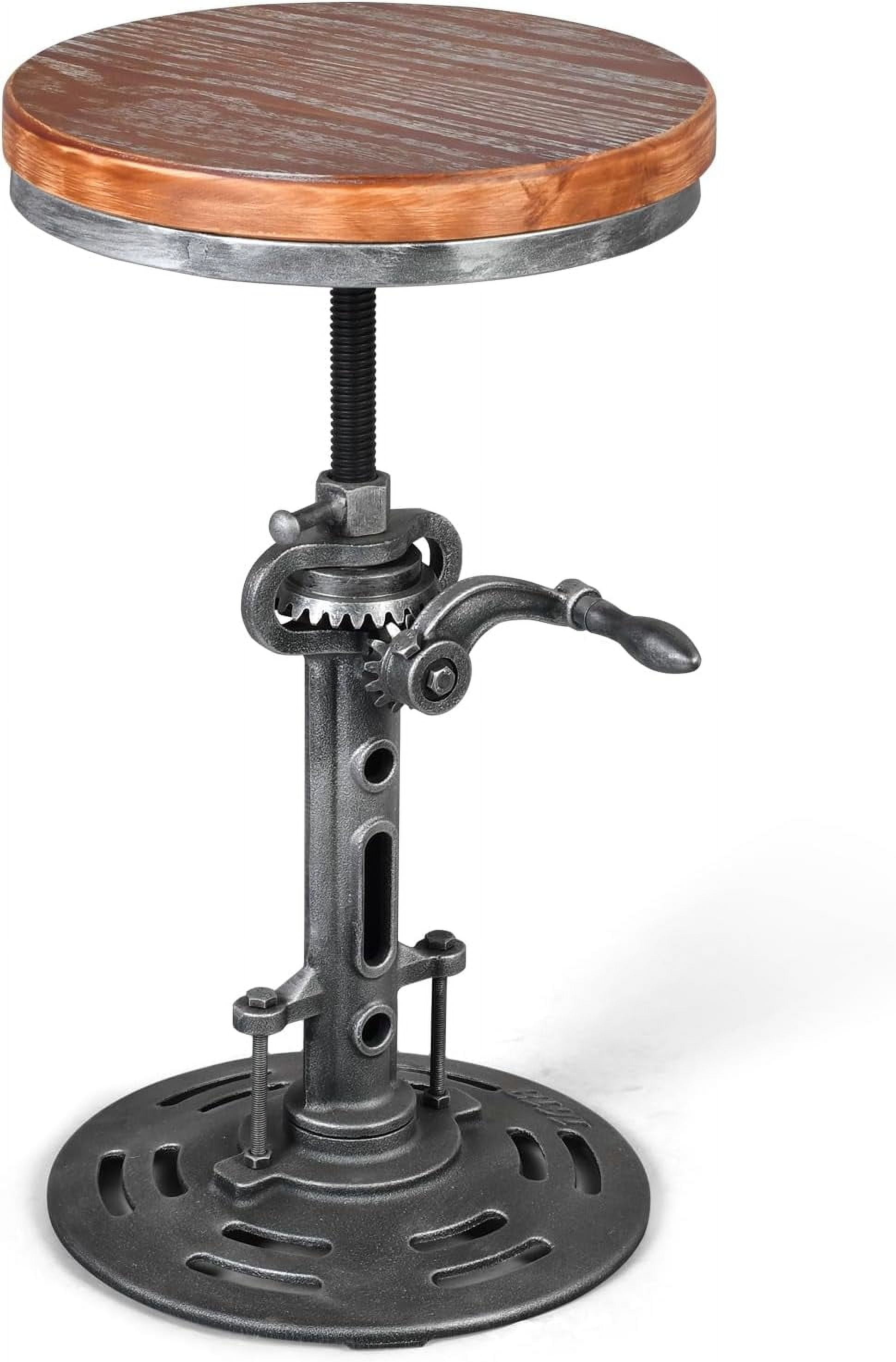 Vintage Bar Stool with Handle Crank Industrial Barstool for Kitchen Island 20.5-27inch Height ...