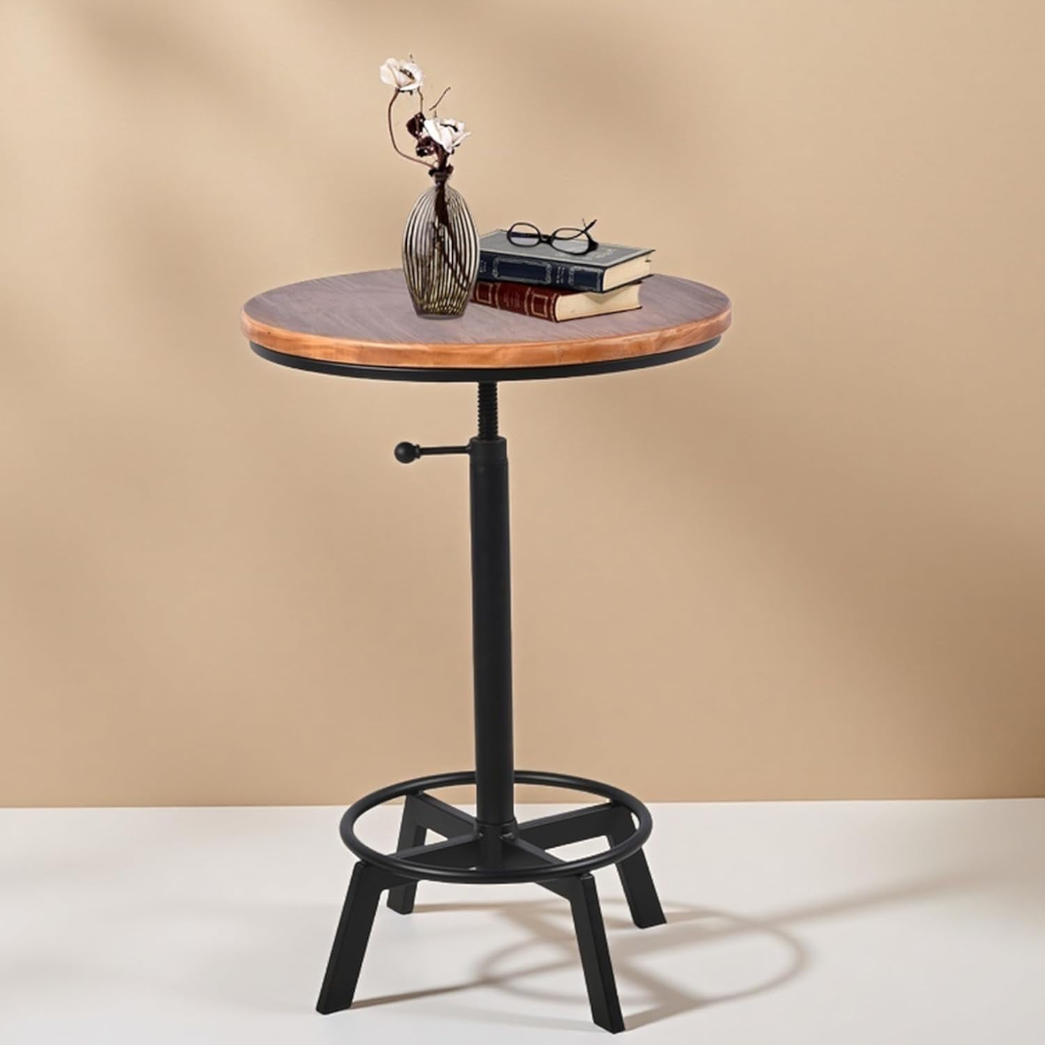 Vintage Bar Table 30-35.4inch Height Adjustable Industrial Bistro Table ...