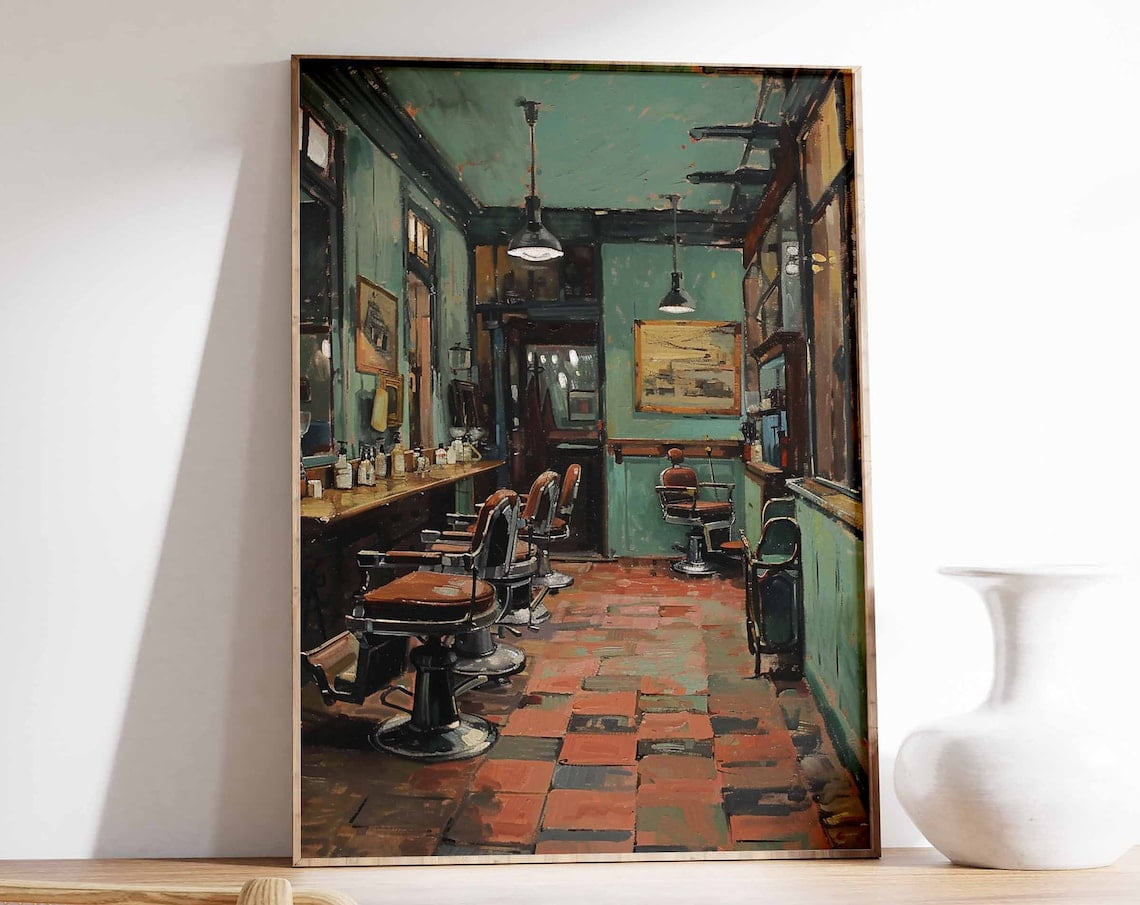 Vintage Barbershop Poster, Retro Barber Wall Art, Hairdressing Print ...