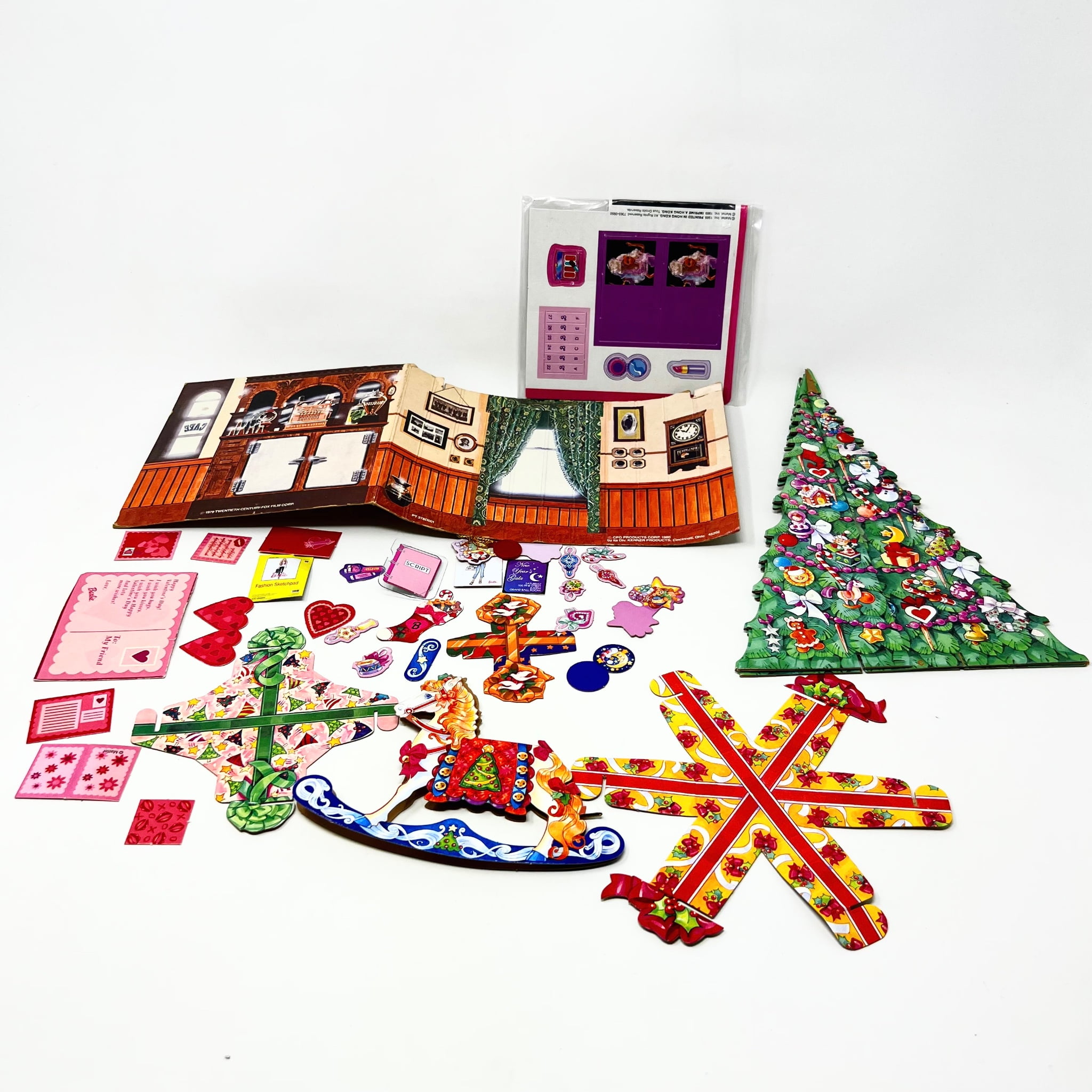 Vintage Barbie Doll Christmas & Valentines Day Diorama Card Box Cut ...