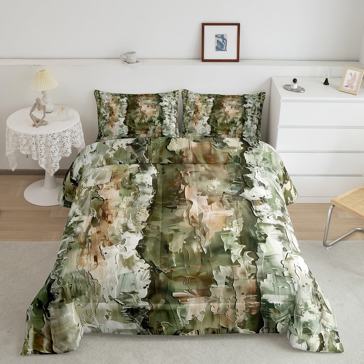 Vintage Bark Bedding Set King Size,Abstract Texture Comforter Set,Chic ...