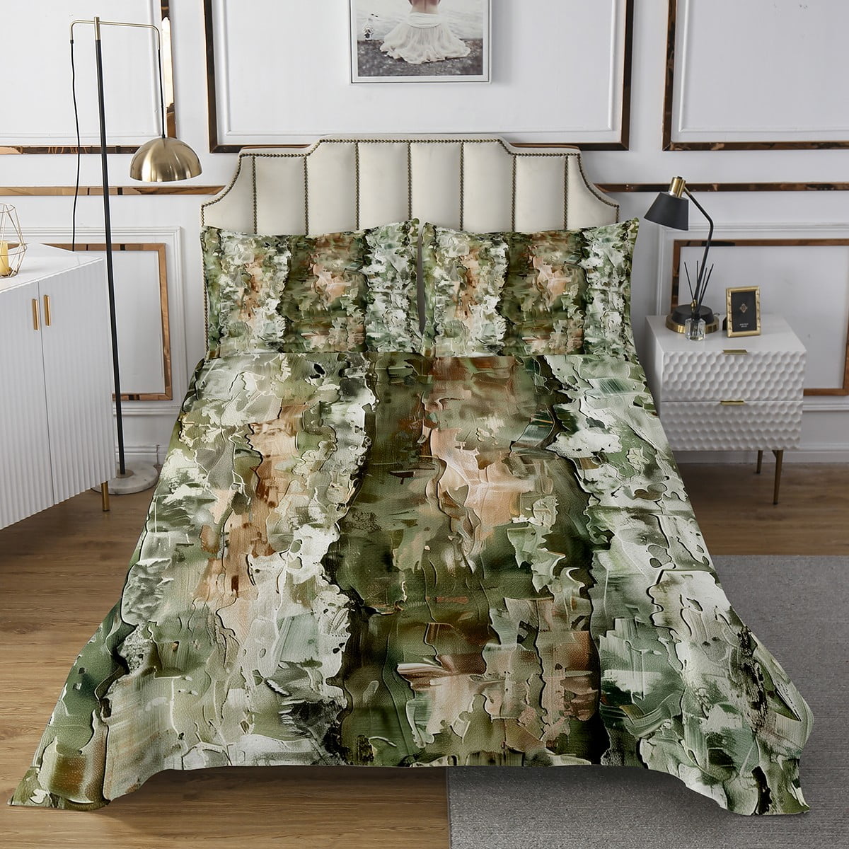 Vintage Bark Bedspread Set King Size,Abstract Texture Quilt Set,Chic ...