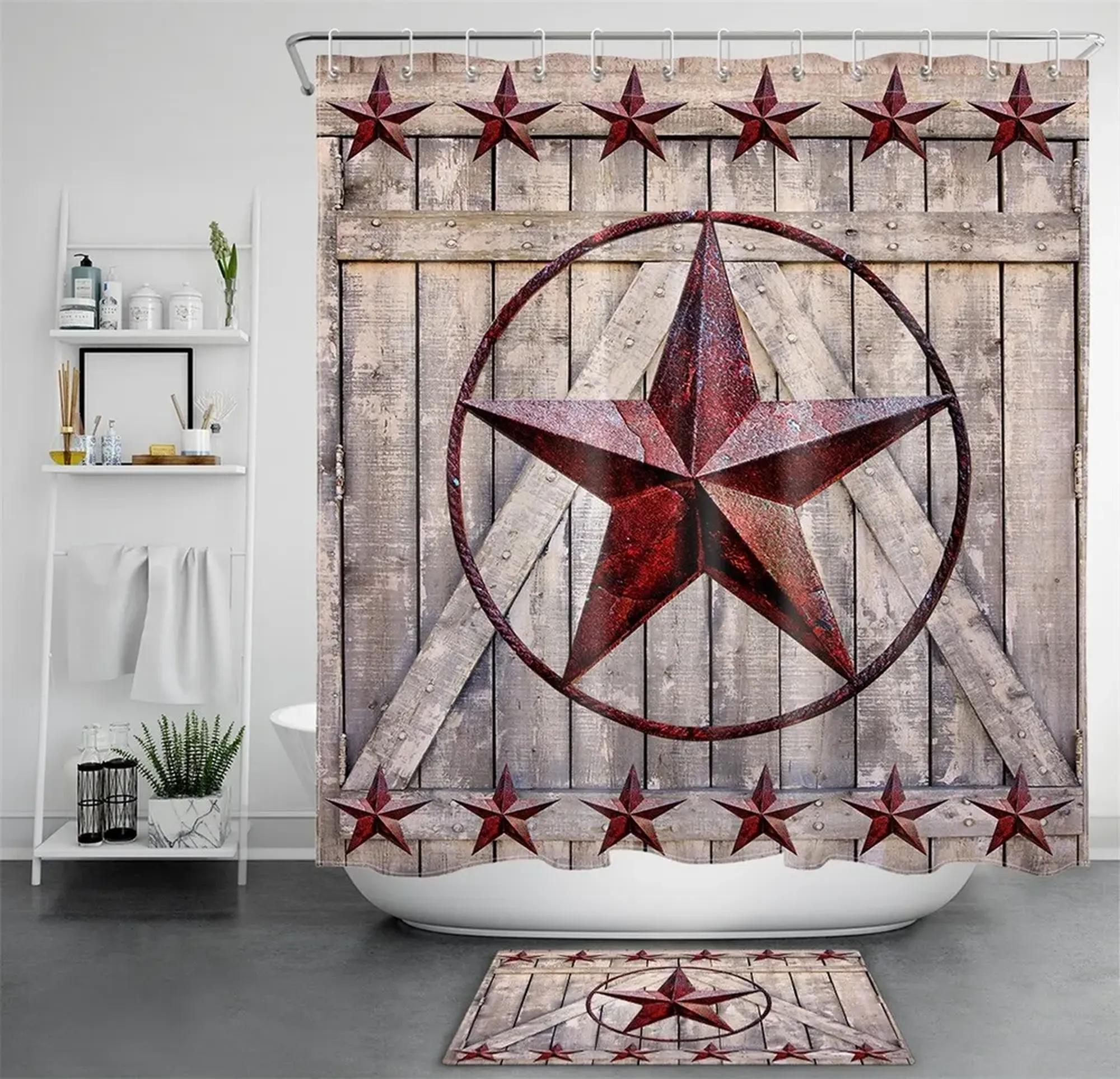 Vintage Barn Doors and Iron Stars Rustic Shower Curtain for your Texas ...