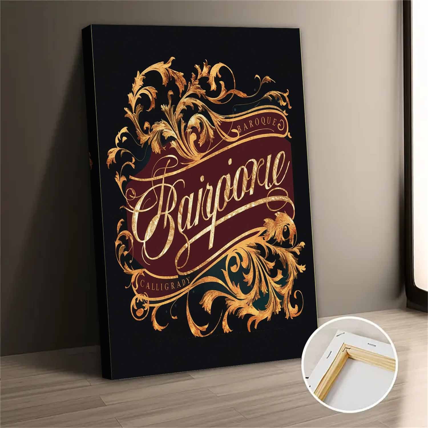 Vintage Baroque Calligraphy Wall Art Canvas Print For Home Decor ...