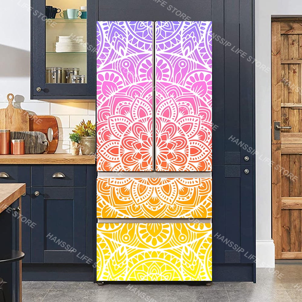 Vintage Baroque Stylish Mandala Pattern Door Wrap Sticker Self-adhesive ...