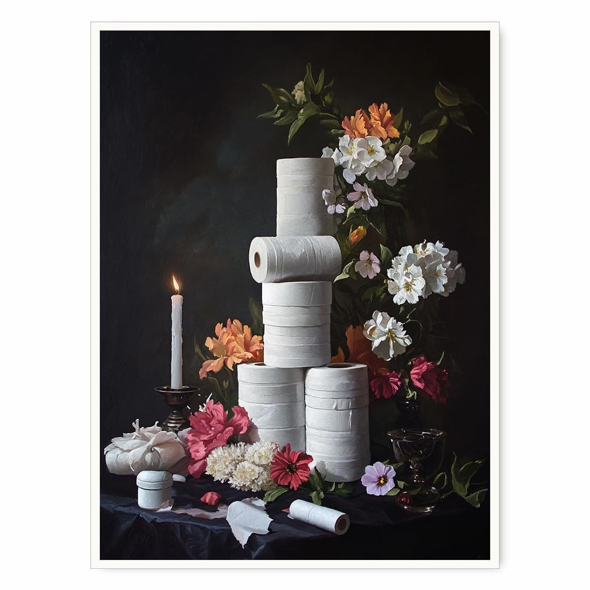 Vintage Baroque Toilet Paper Wall Art Funny Floral Bathroom Canvas ...