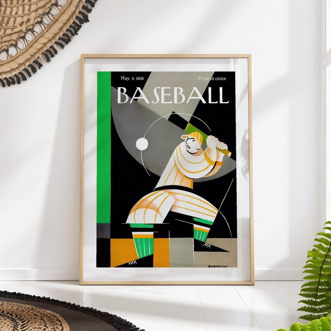 Vintage Baseball Magazine Cover Poster, Mid Century Sports Wall Art For ...