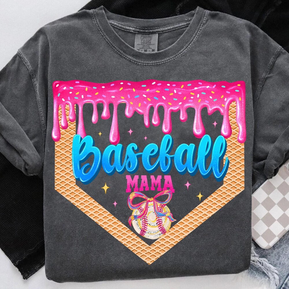 Vintage Baseball Mama, Ice Cream Baseball Design, Cute Baseball Mom ...