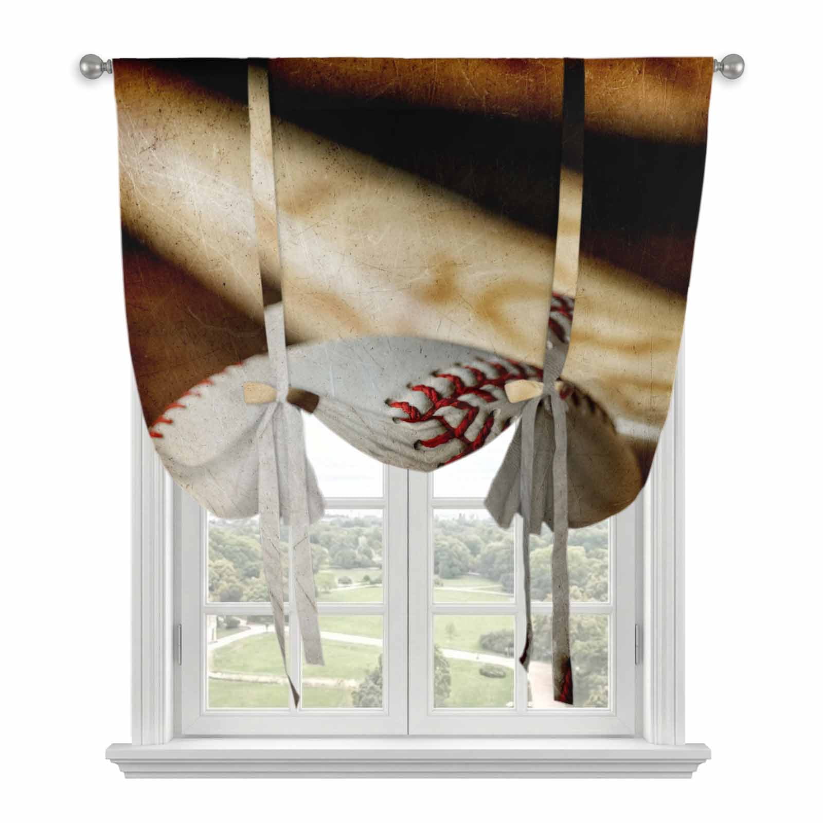 Vintage Baseball Tie Up Curtains for Windows, Adjustable Balloon Window ...