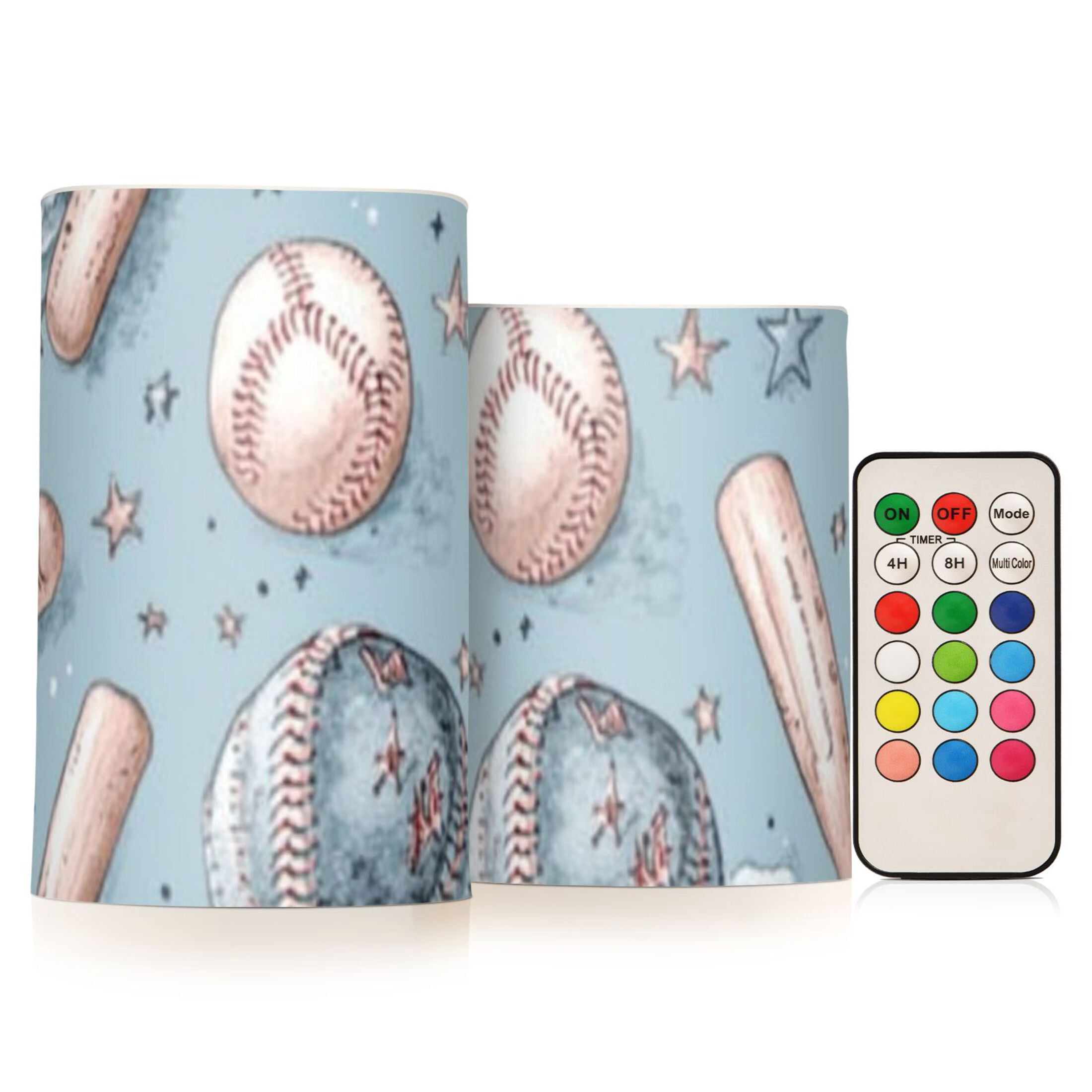 Vintage Baseball on Blue Flickering Flameless Candles Battery Operated ...