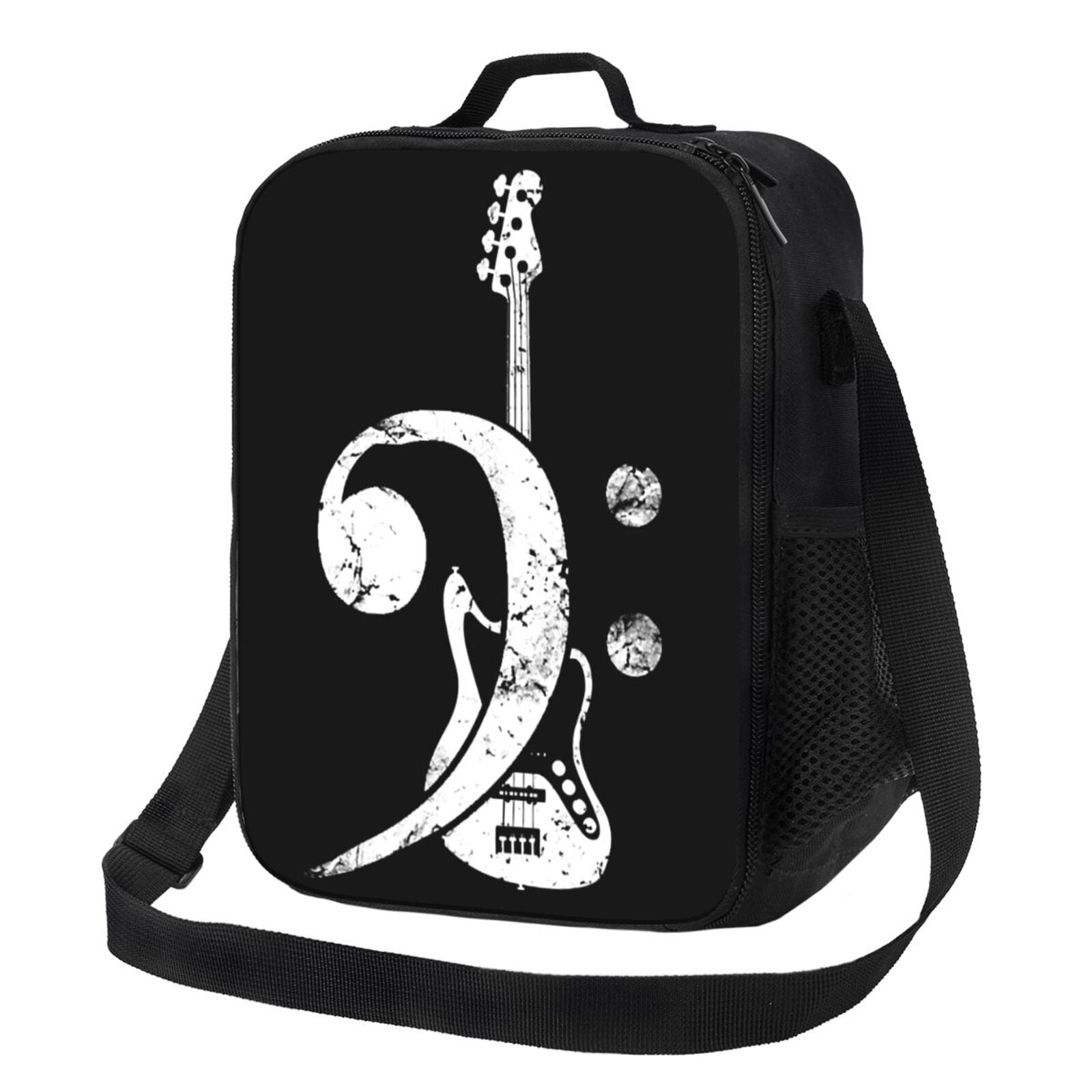 Vintage Bass Clef Bass Guitar Lunch Bag Insulated Lunch Box for Women ...