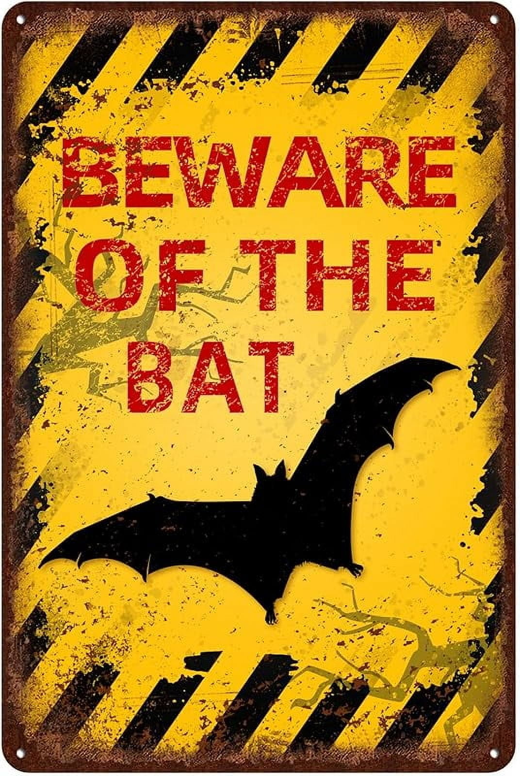 Vintage Bat Metal Sign Beware of Bat Aluminum Sign Funny Beware Animal ...