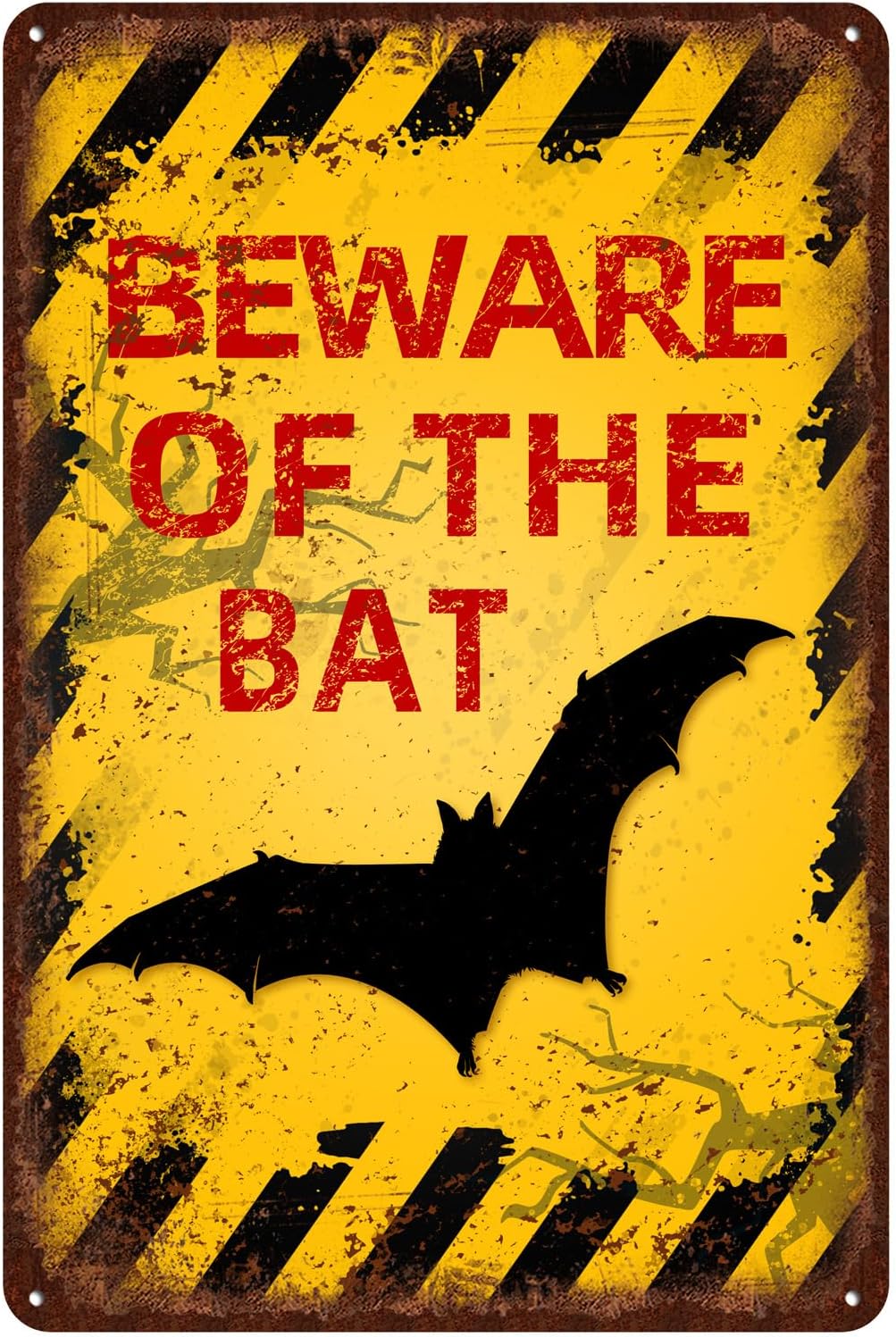 Vintage Bat Metal Sign Beware of Bat Aluminum Sign Funny Beware Animal ...