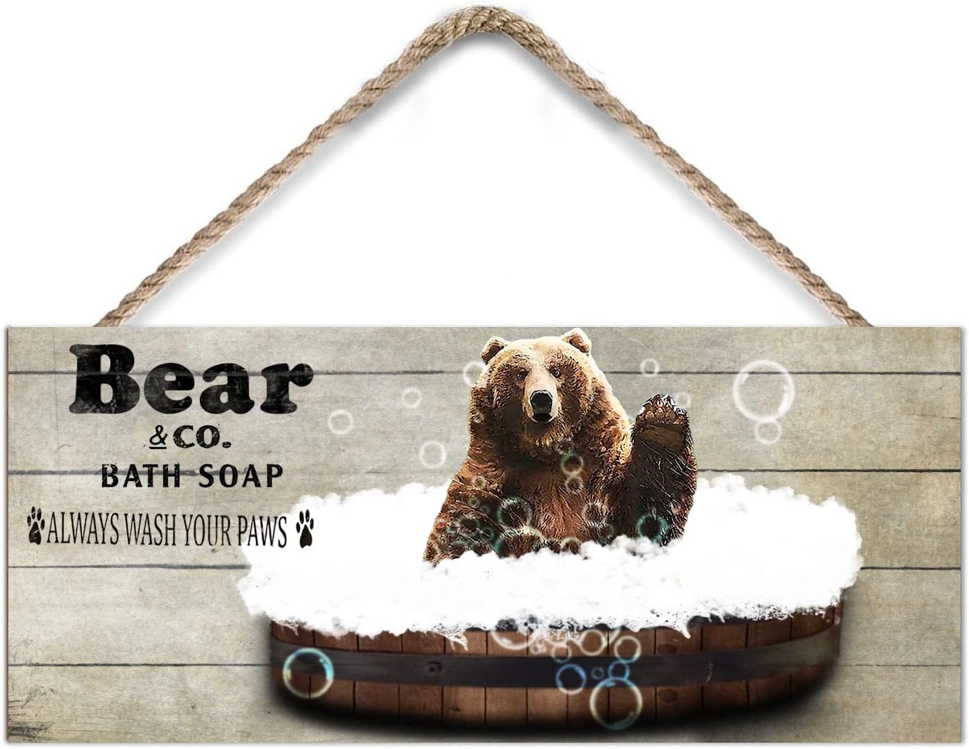 Vintage Bath Soap Bear Wooden Hanging Sign Bathtub Animal Wall Art ...