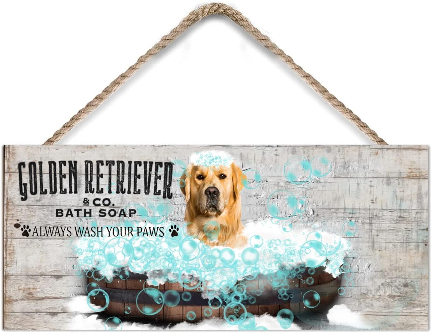 Vintage Bath Soap Golden Retrievers Vintage Wooden Hanging Sign Bathtub ...