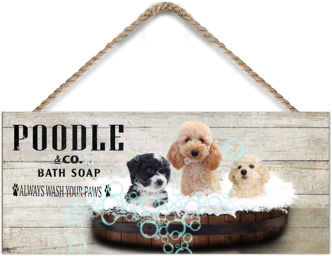Vintage Bath Soap Poodle Dog Wooden Hanging Sign Bathtub Animal Wall ...
