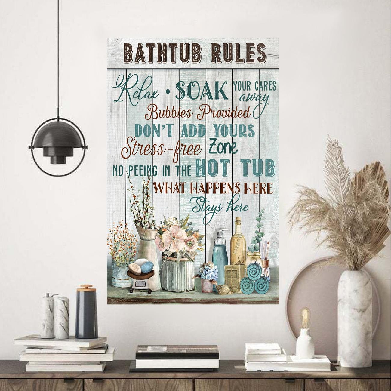 Vintage Bathtub Rules Vertical Poster 24 x 36 Inch Poster - Walmart.com