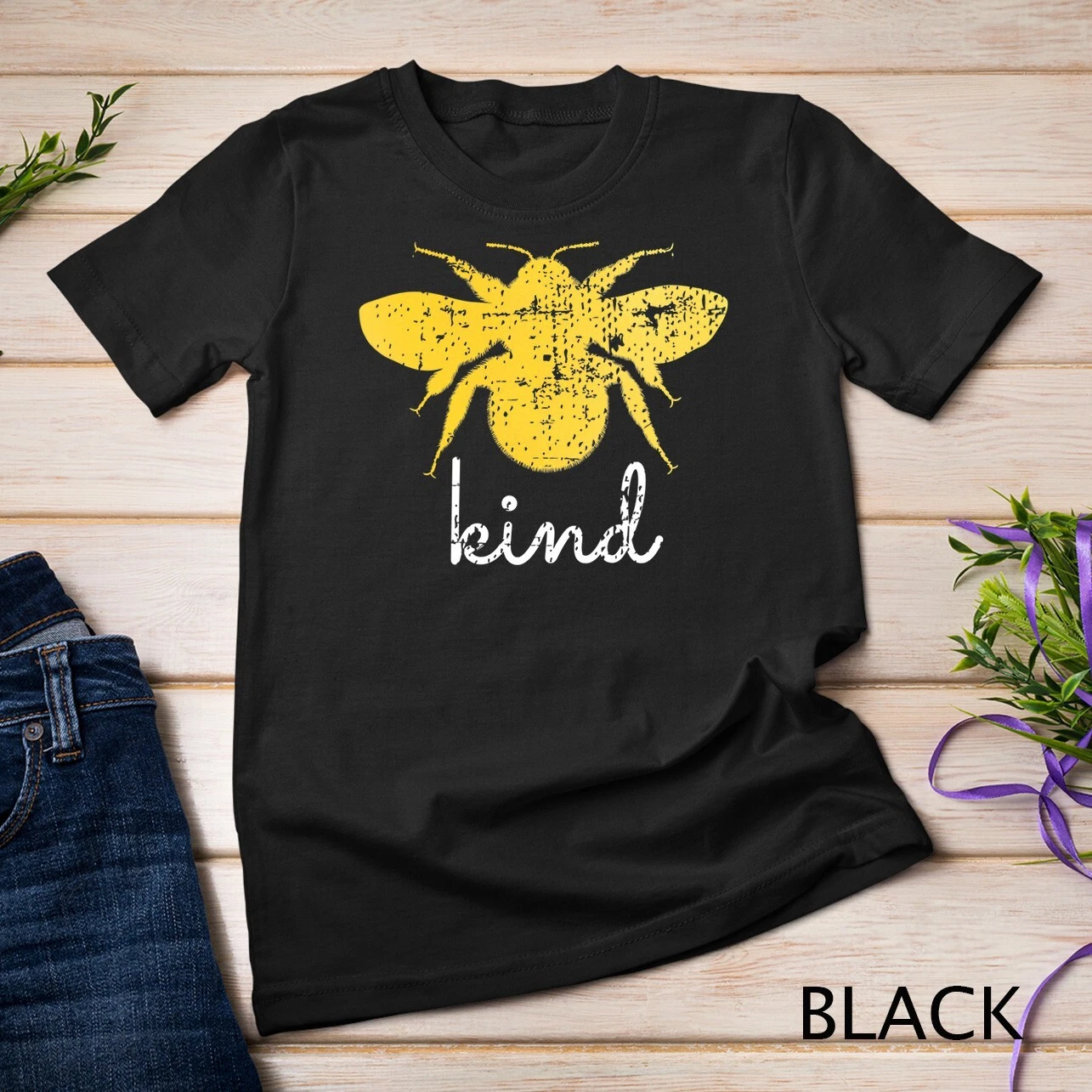 Vintage Be Kind Bumblebee Kindness Positive Message Retro Art Unisex T ...