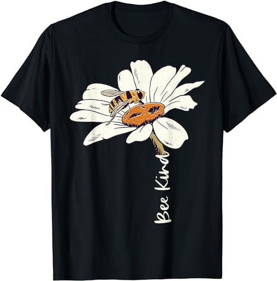 Vintage Be Kind Cute Bee Flower Peace Love Kindness Gift T-Shirt ...