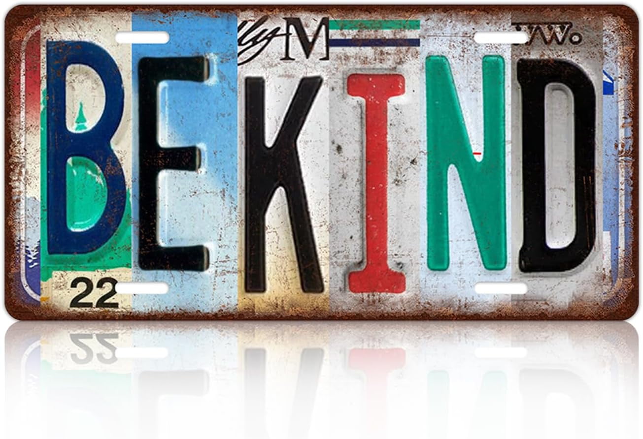 Vintage Be Kind Metal Tin Sign License Plate Wall Decor 12 x 6 Inches ...