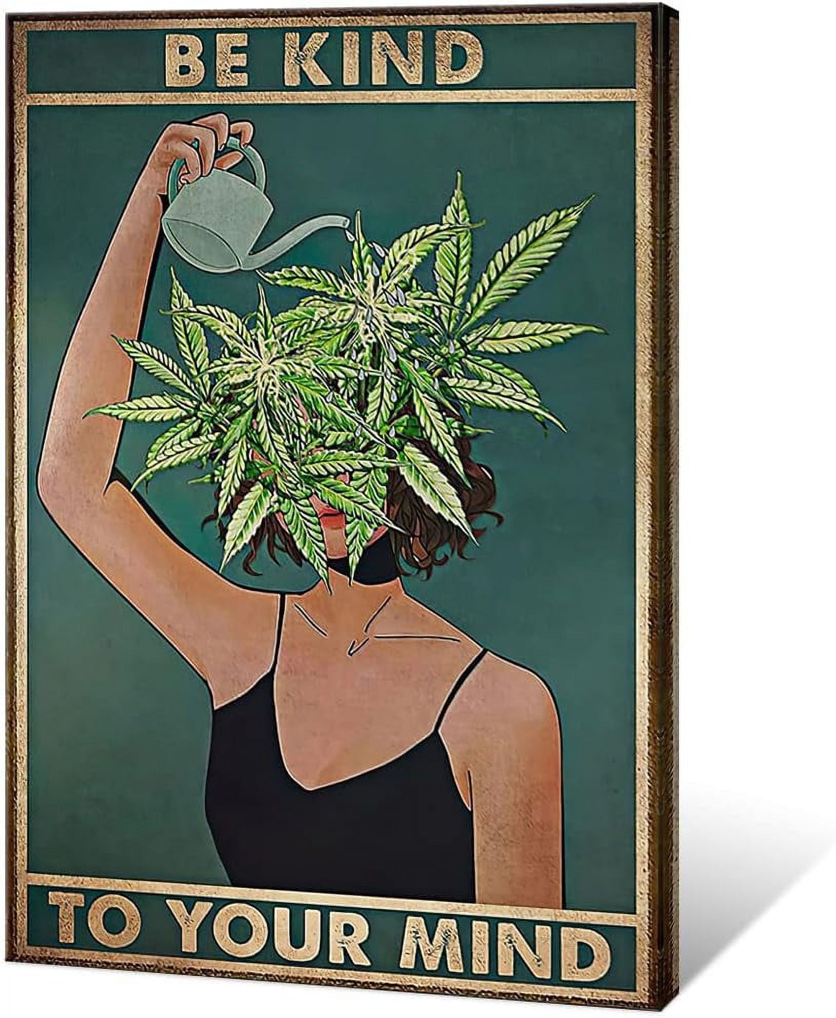 Vintage Be Kind To Your Mind Canvas Wall Art Mental Health Inspirational Quote Poster Aesthetic ...