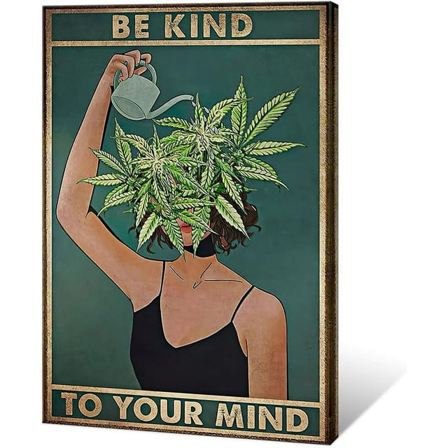 Vintage Be Kind To Your Mind Canvas Wall Art Mental Health ...