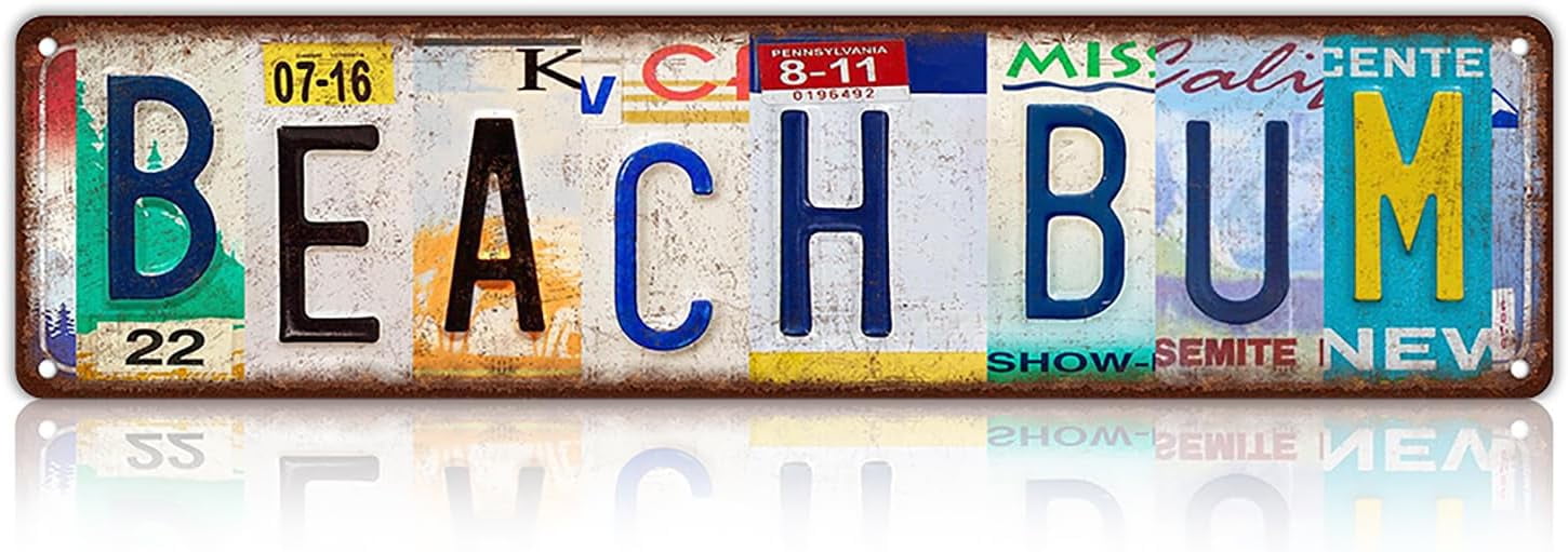 Vintage Beach Bum Metal Tin Signs Street Signs Home Wall Decor 16 x 4 ...