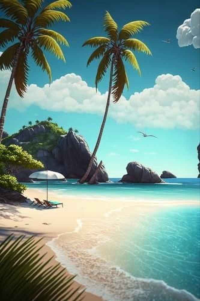 Vintage Beach Coconut Tree Rounded Corner Wooden Puzzles - for Adults ...