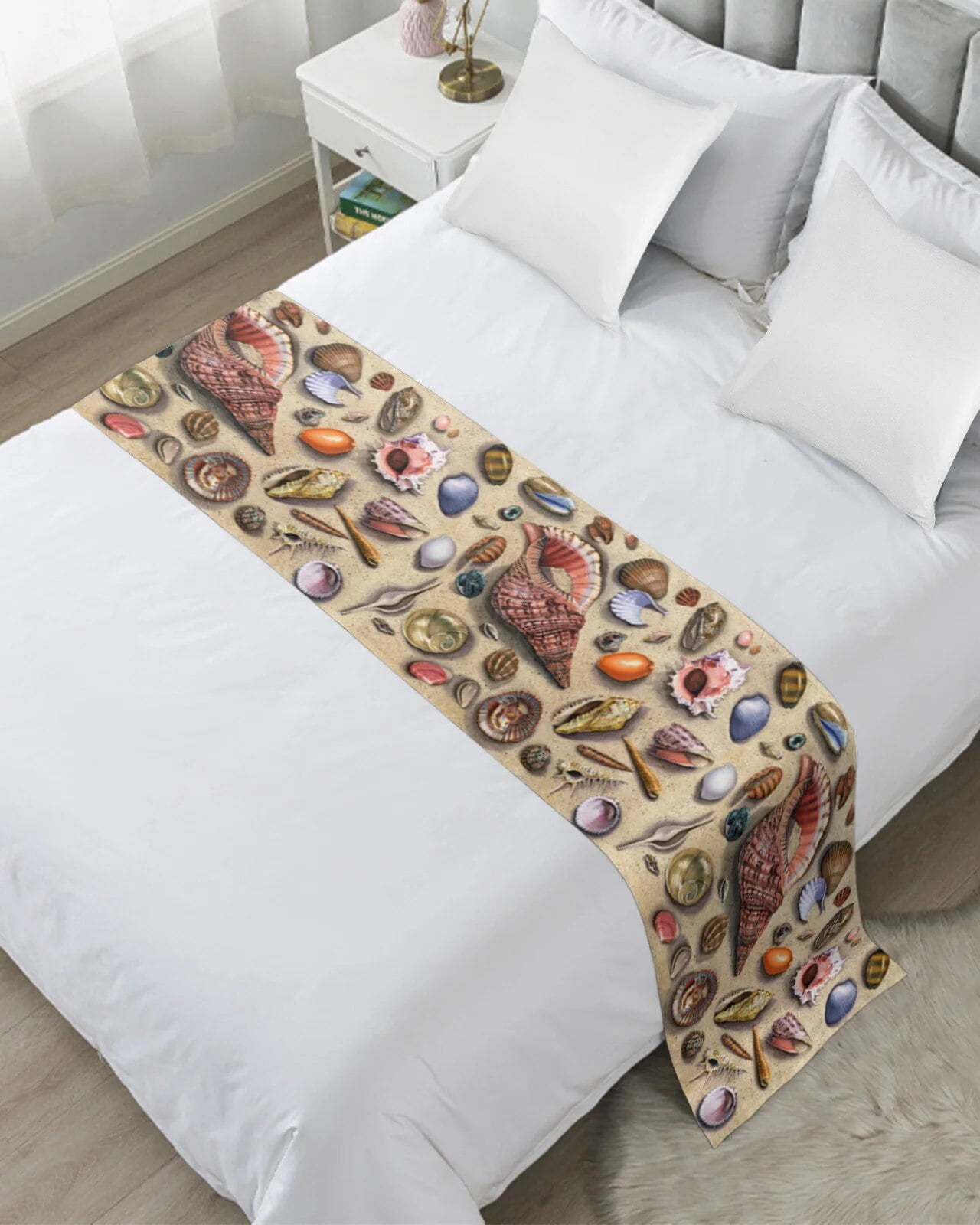 Vintage Beach Conch Shell Bed Runner Home Hotel Decoration Bed Flag ...