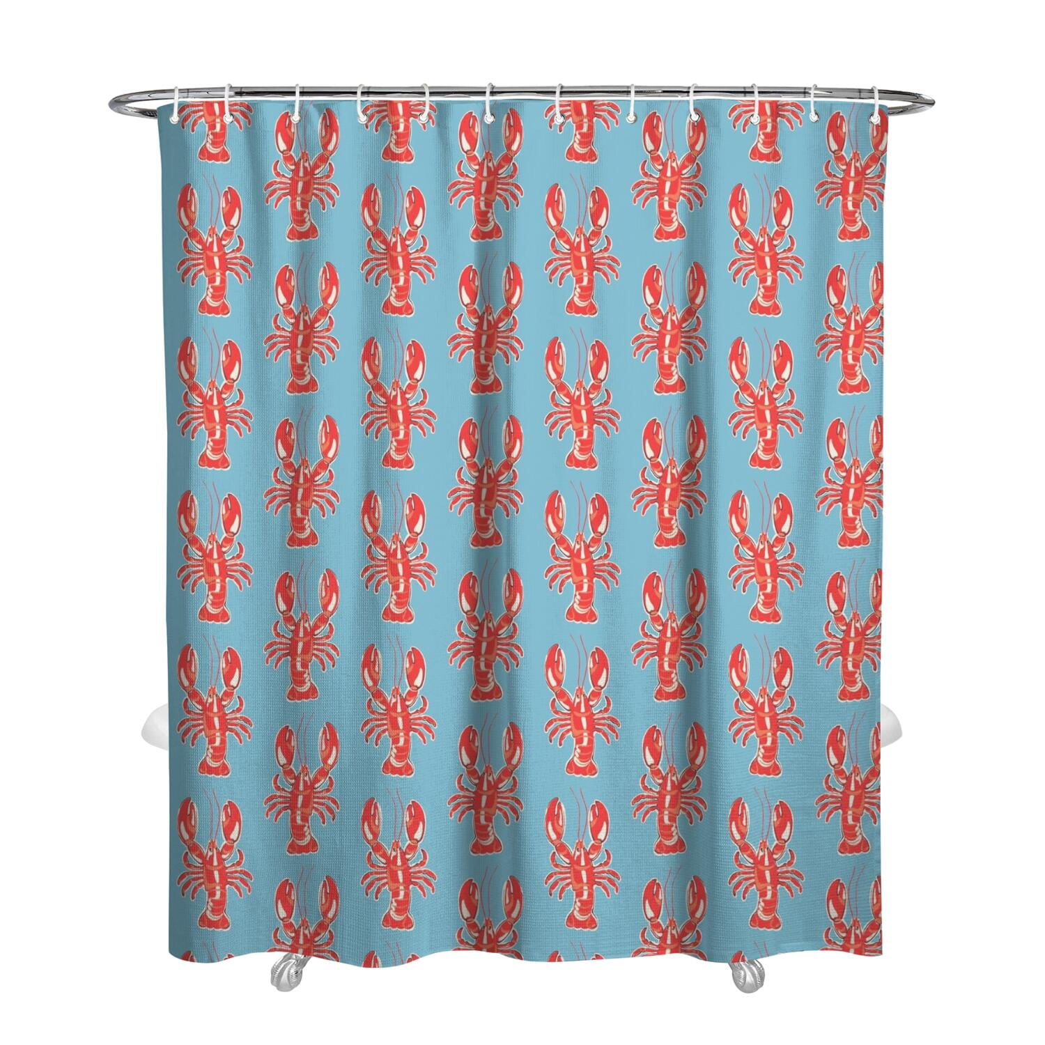 Vintage Beach Shower Curtain - Red Blue Lobster Seafood Coastal Theme ...