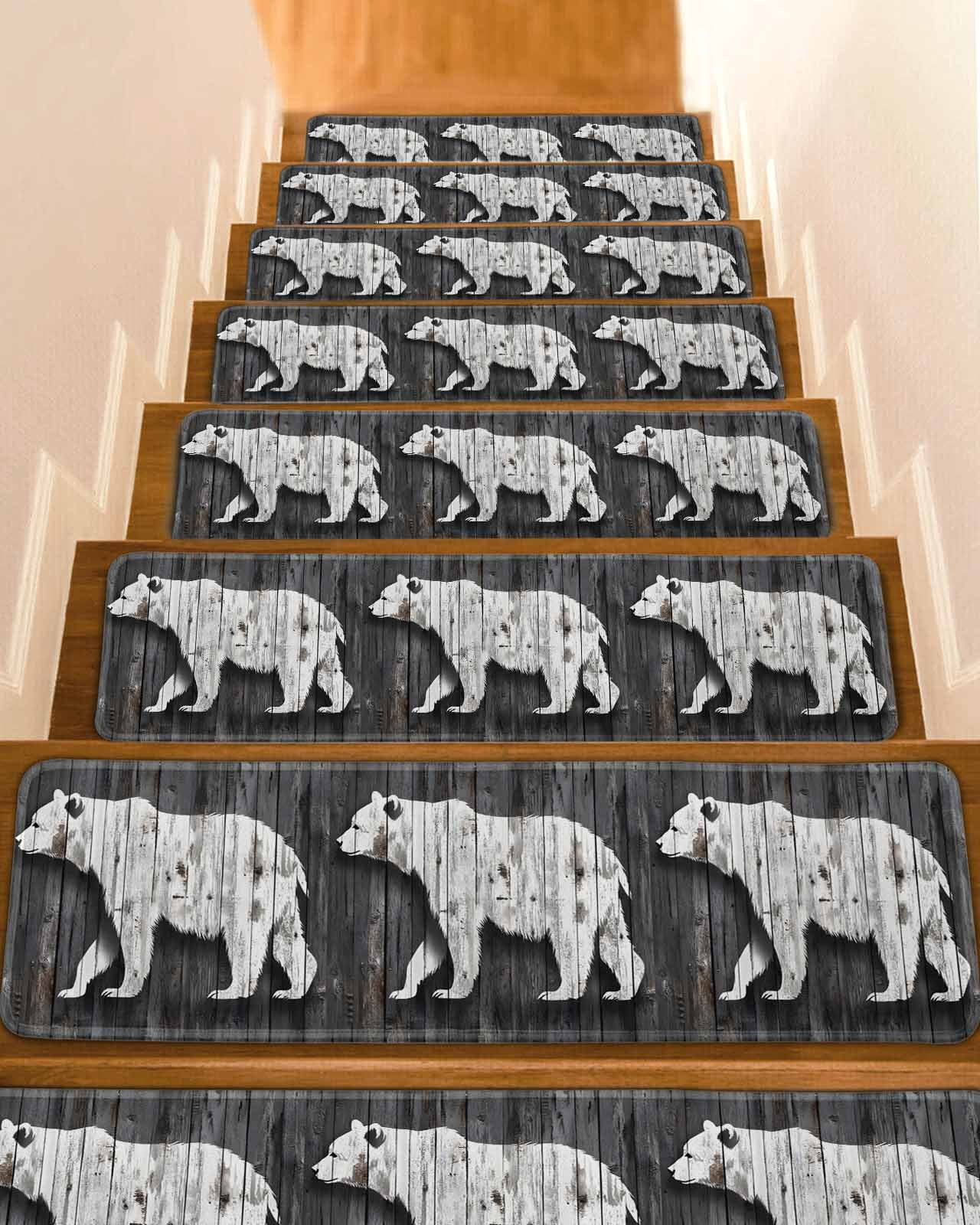 Vintage Bear Stair Treads for Wooden Steps Indoor Runner Rug Carpet ...
