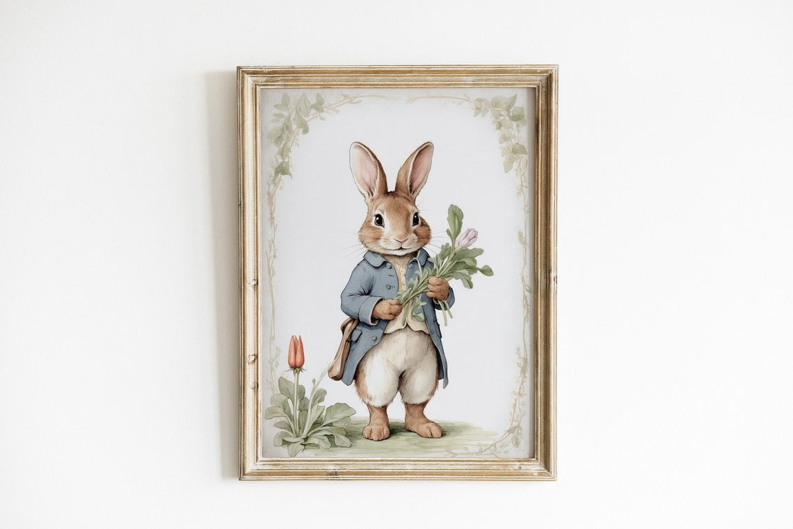 Vintage Beatrix Potter Peter Rabbit Wall Art Nursery Children Room ...