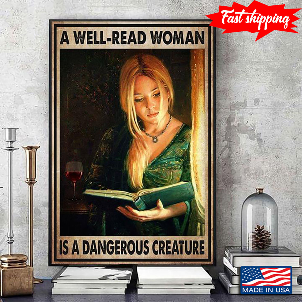Vintage Beautiful Girl With Blonde Hair Reading Book A Well-Read Woman ...