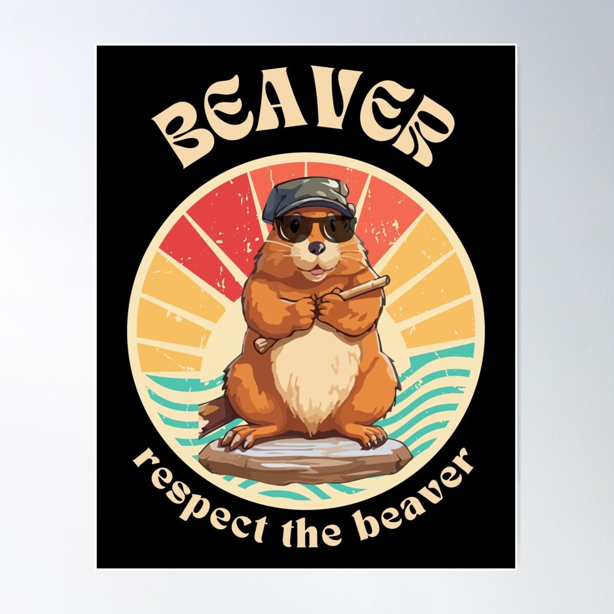 Vintage Beaver - Respect The Beaver Poster Wall Art, Modern Wall Decor For Living Room Bedroom ...