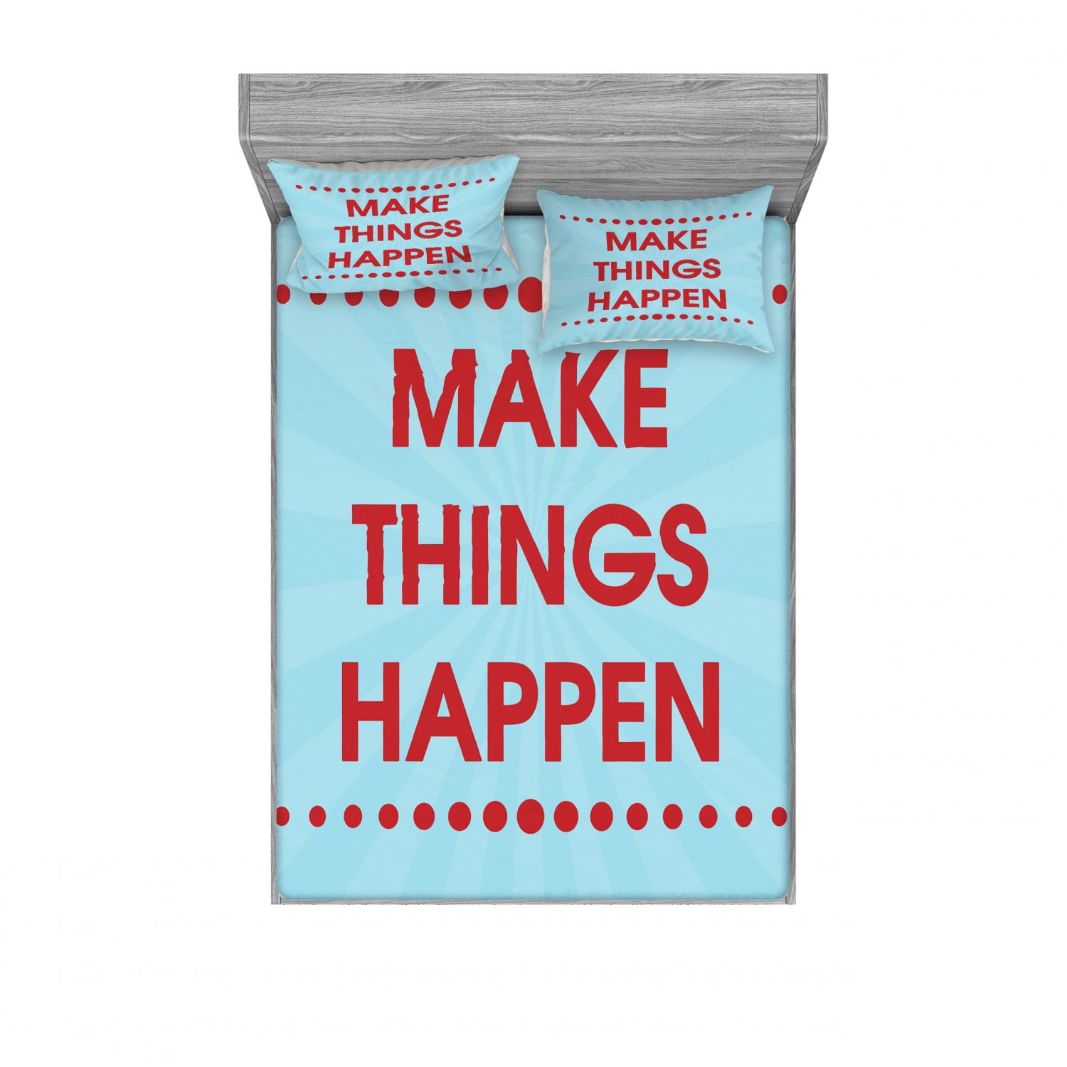 Vintage Bedding Set with Sheet & Covers, Motivational Phrase ...