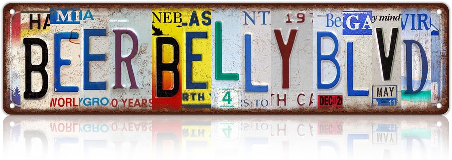 Vintage Beer Belly Blvd Wall Decor Street Signs Metal Tin Signs 16 x 4 ...