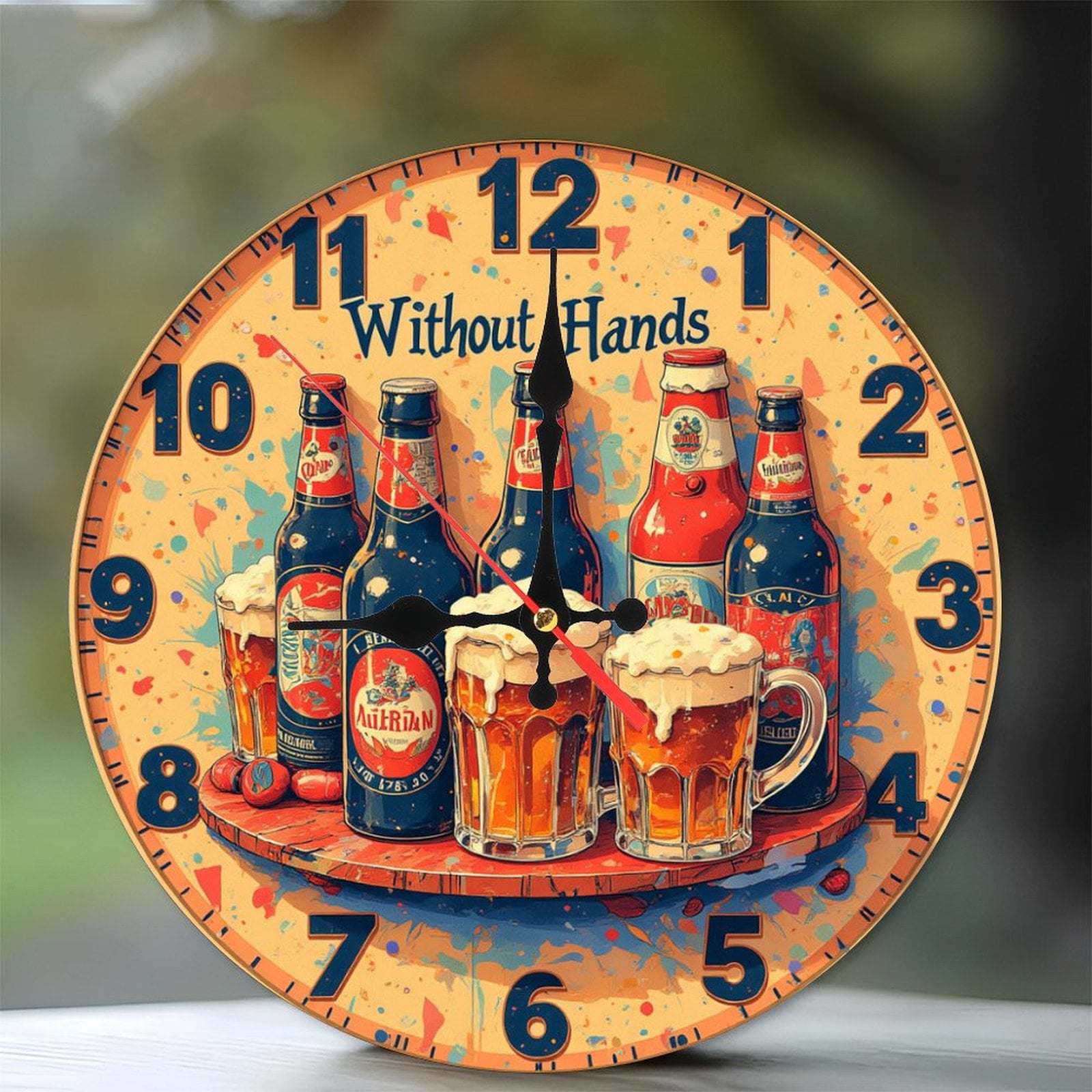 Vintage Beer Bottle Clock Wall Decor Handless Clock 10-Inch Silent ...