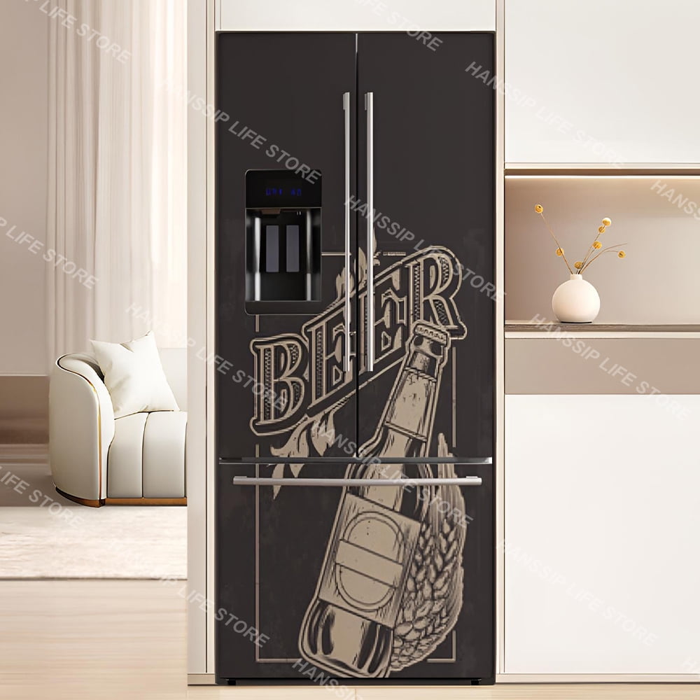 Vintage Beer Poster Refrigerator Door Sticker Waterproof PVC Kitchen ...