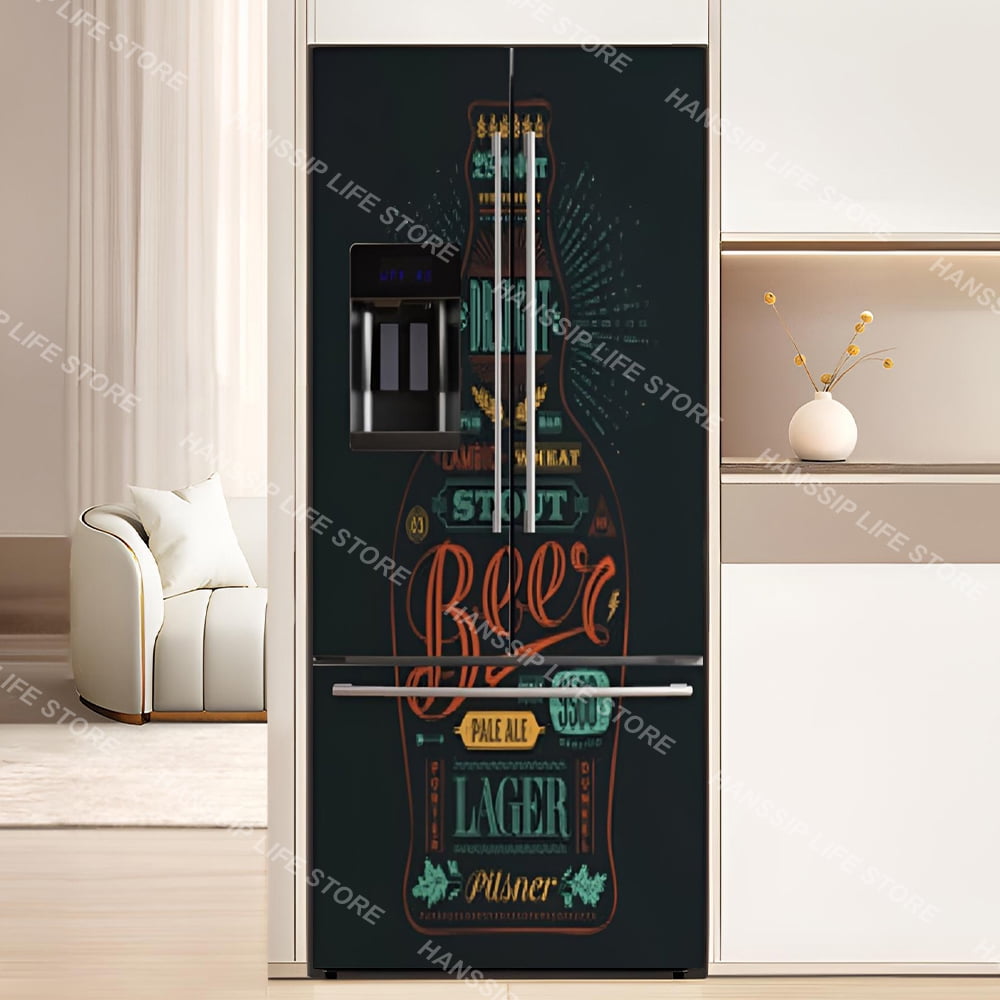 Vintage Beer Poster Refrigerator Door Sticker Waterproof PVC Kitchen ...