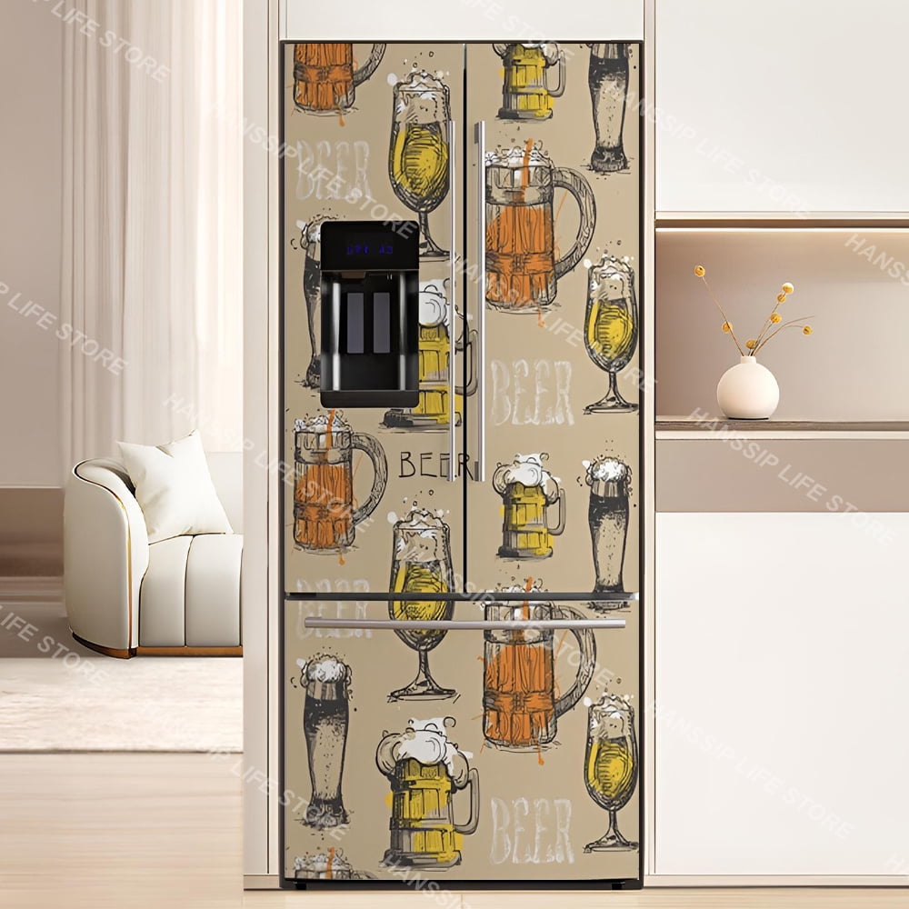Vintage Beer Poster Refrigerator Door Sticker Waterproof PVC Kitchen ...