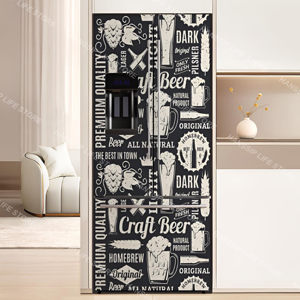 Vintage Beer Poster Refrigerator Door Sticker Waterproof PVC Kitchen ...