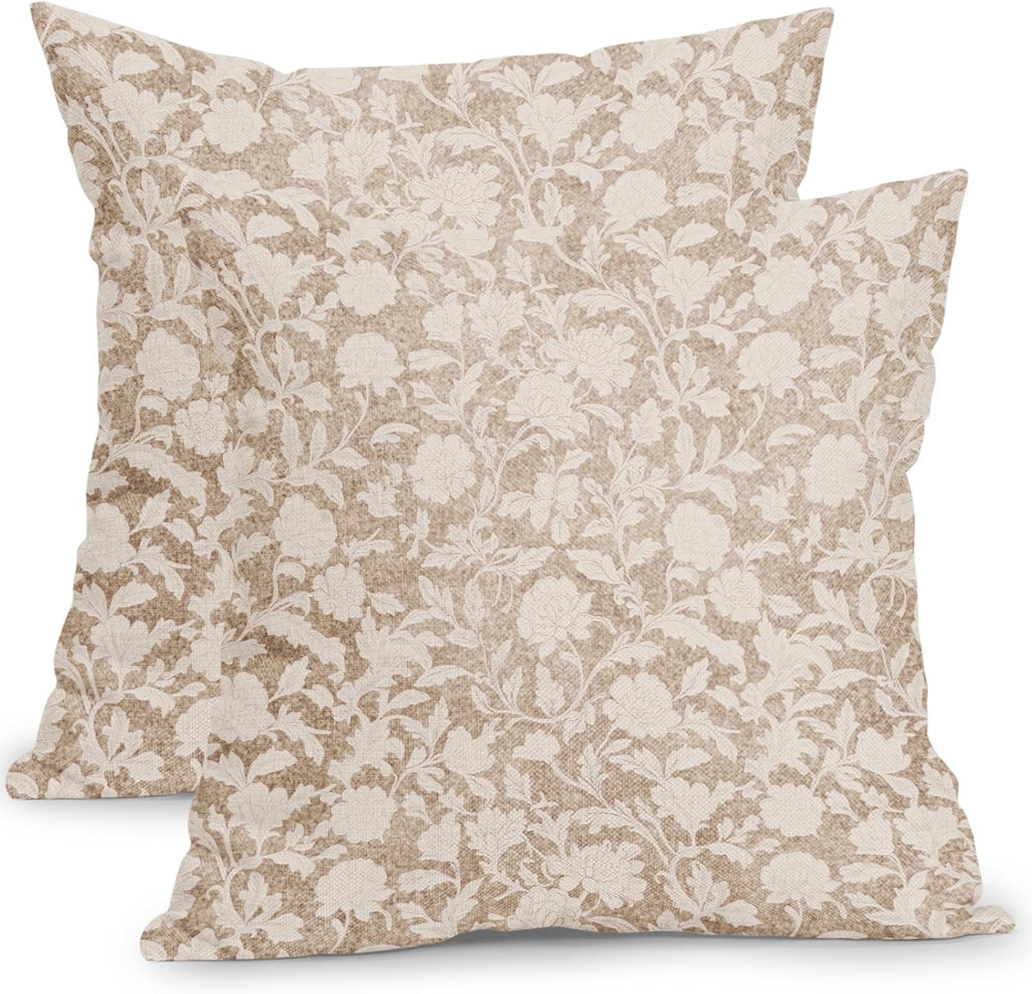 Vintage Beige Floral Pillow Covers 20x20 Inch Set of 2 Modern Neutral ...