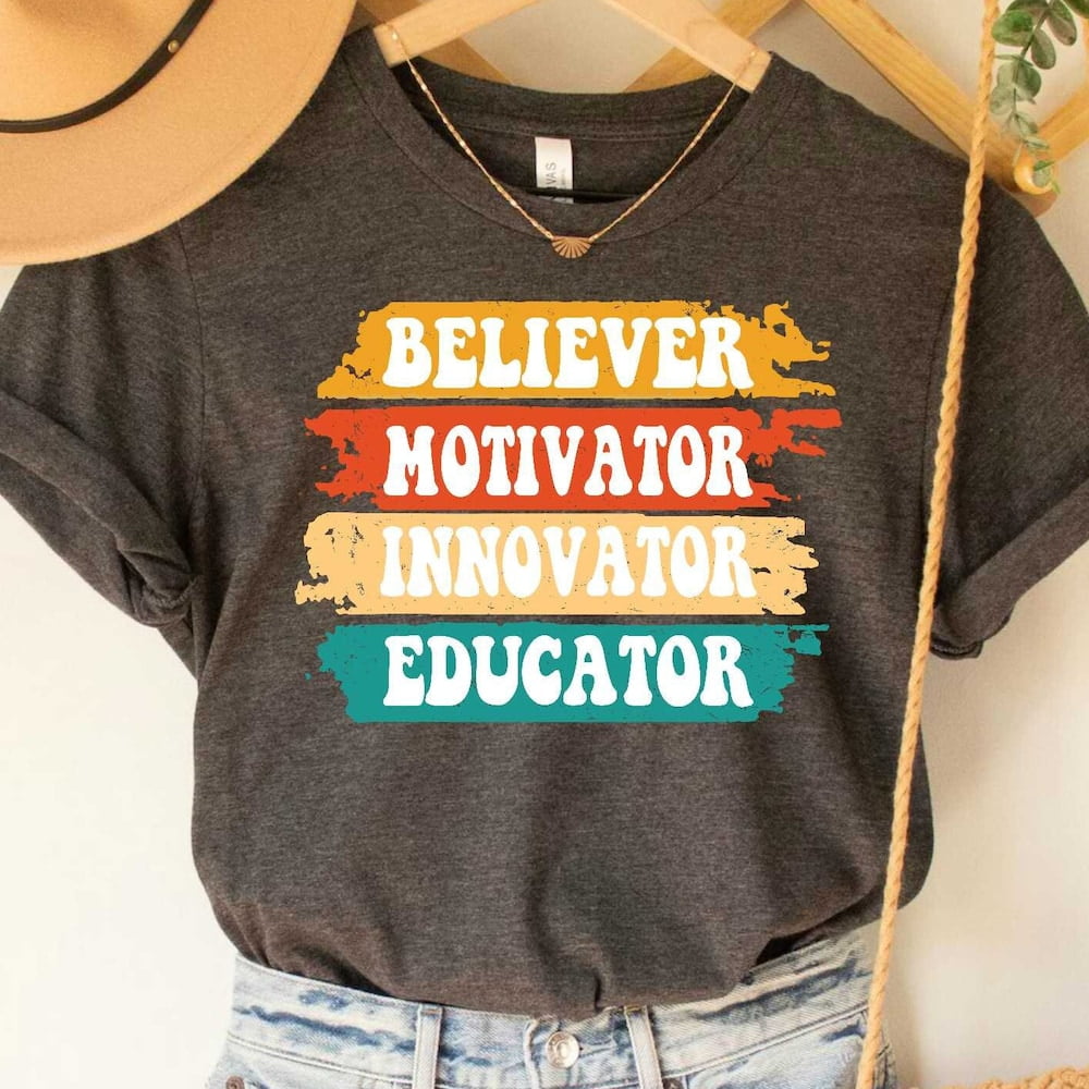 Vintage Believer Motivator Innovator Educator Teacher Teacher Appreciation Gift Elementary ...