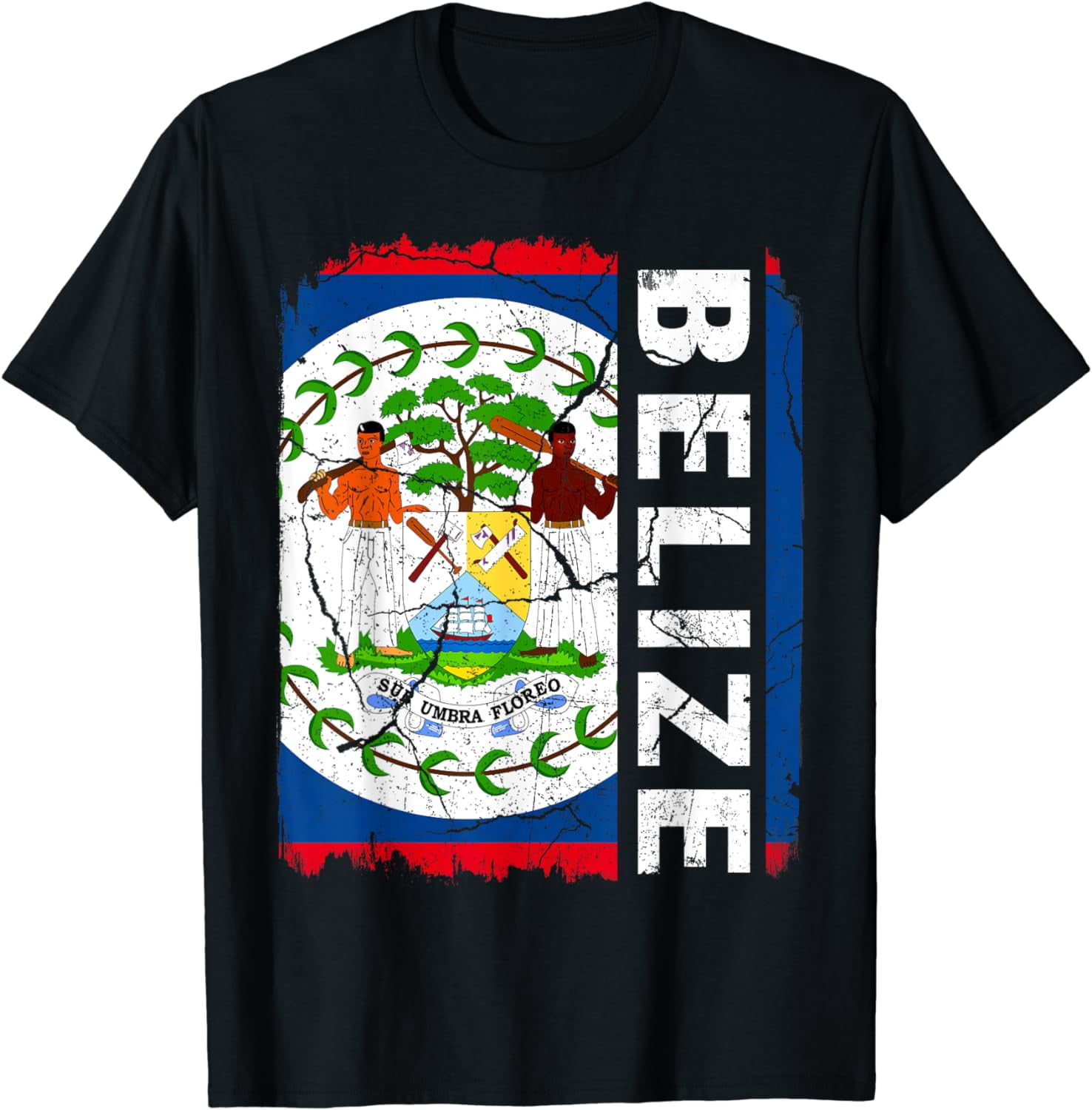 Vintage Belizean Flag Belize Pride Roots Heritage T-Shirt - Walmart.com