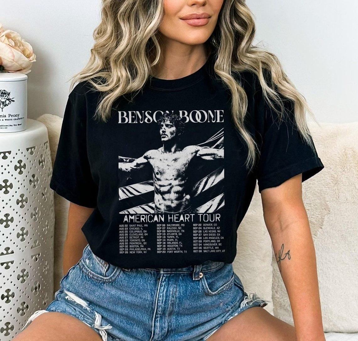 Vintage Benson Boone Shirt, American Heart World Tour, 2025 Tour Shirt - Walmart.com