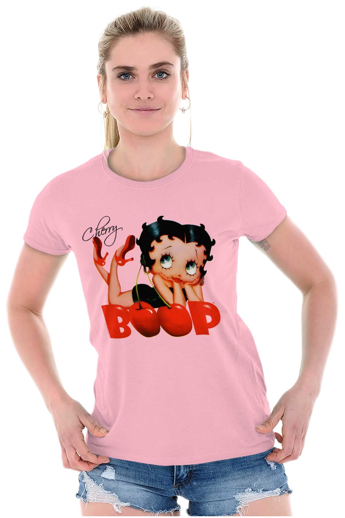 Vintage Betty Boop Cartoon Cherry Women's T Shirt Ladies Tee Brisco ...